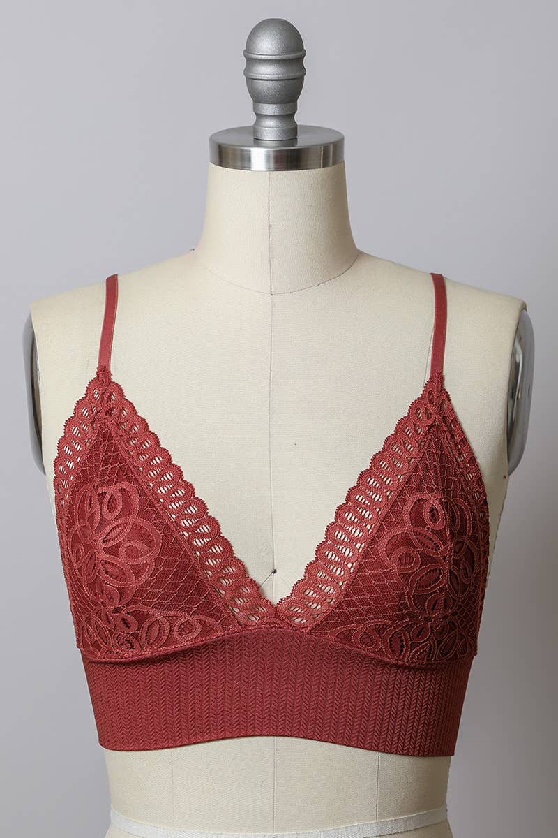 YL-5524 Rust Lace Longline Seamless Bralette – Sugar Sugar Hawaii
